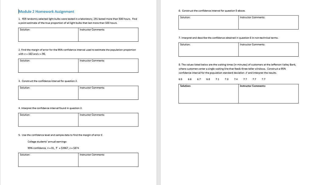 Solved Module 2 Homework Assignment 6. Construct the | Chegg.com