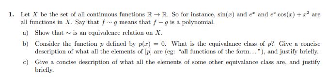 Solved Let x ﻿be the set of all continuous functions R→R. | Chegg.com