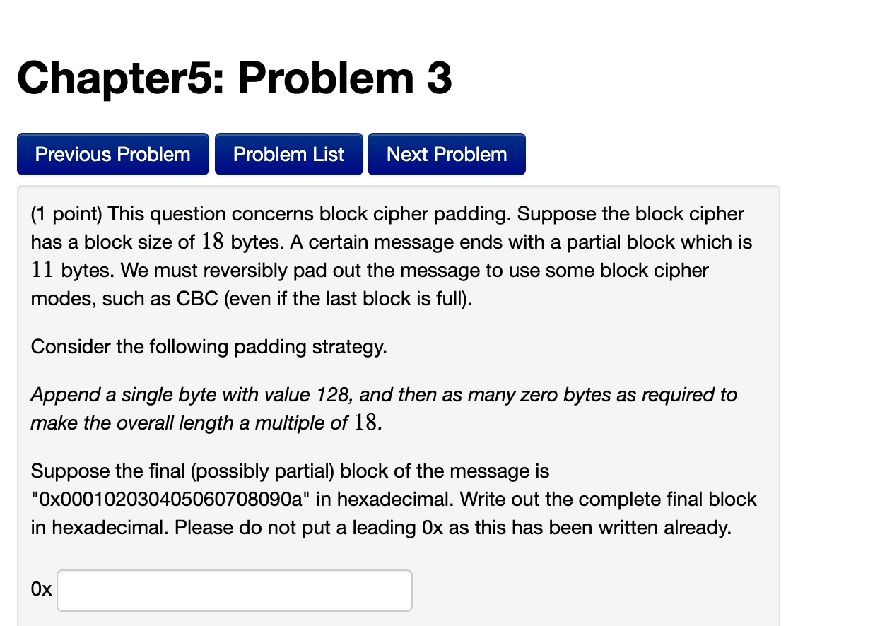 Solved (1 point) This question concerns block cipher | Chegg.com