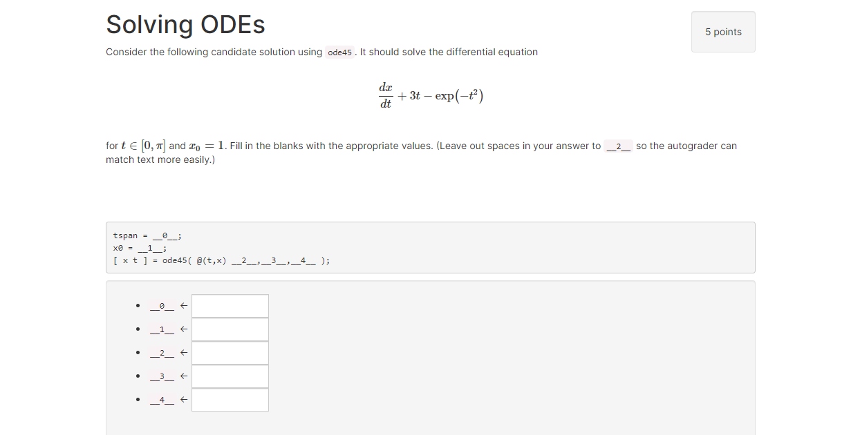Solving ODES 5 points Consider the following | Chegg.com