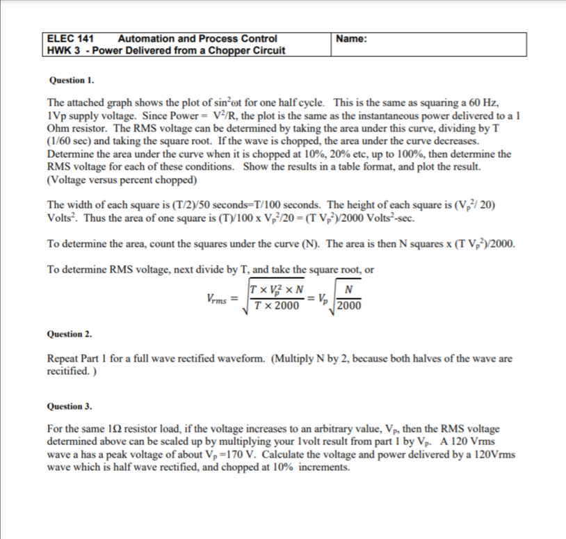 Solved sin?(wt) vs % for one half cycle 1.05 1 0.95 0.9 0.85 | Chegg.com