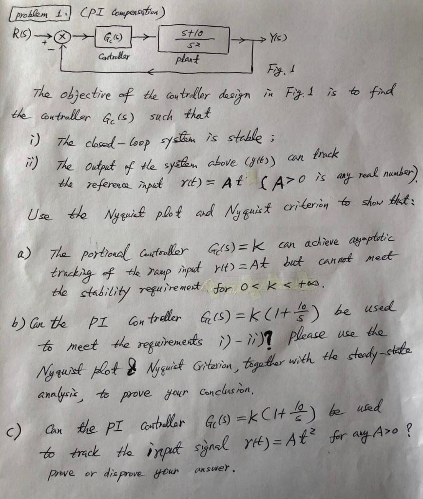 Solved The objective of the controller design in Fig. 1 is | Chegg.com