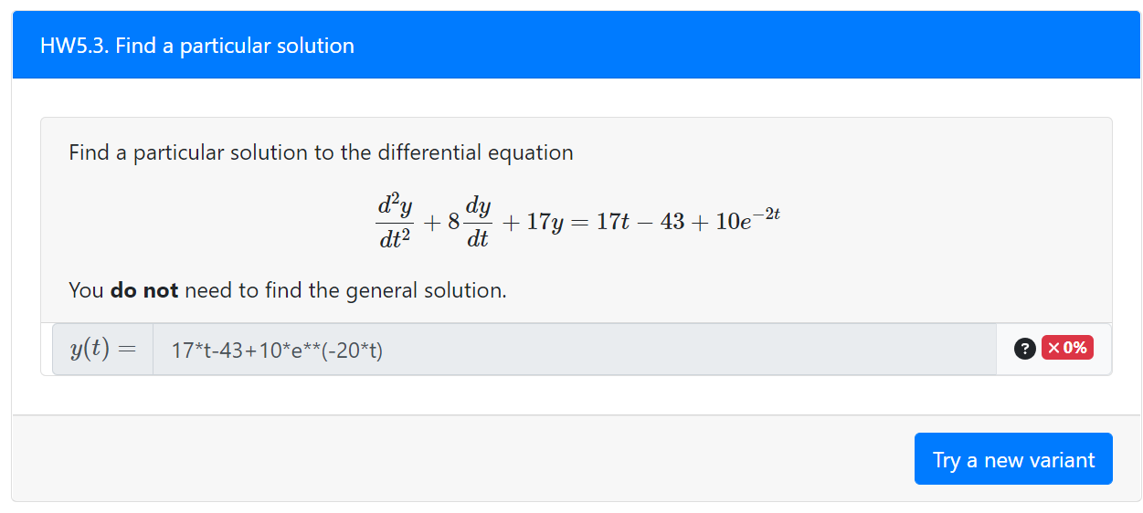 Solved Find A Particular Solution To The Differential