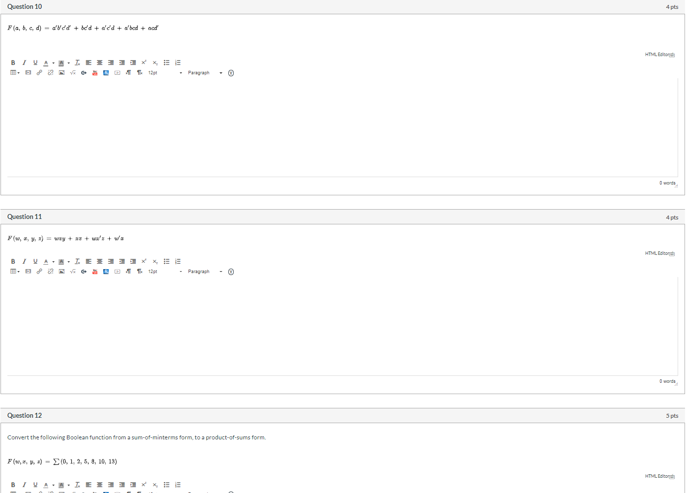 Solved For the following questions, use Karnaugh Maps to | Chegg.com