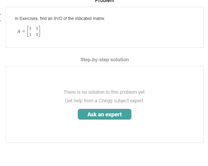 Solved In Exercises, find an SVD of the indicated matrix. | Chegg.com