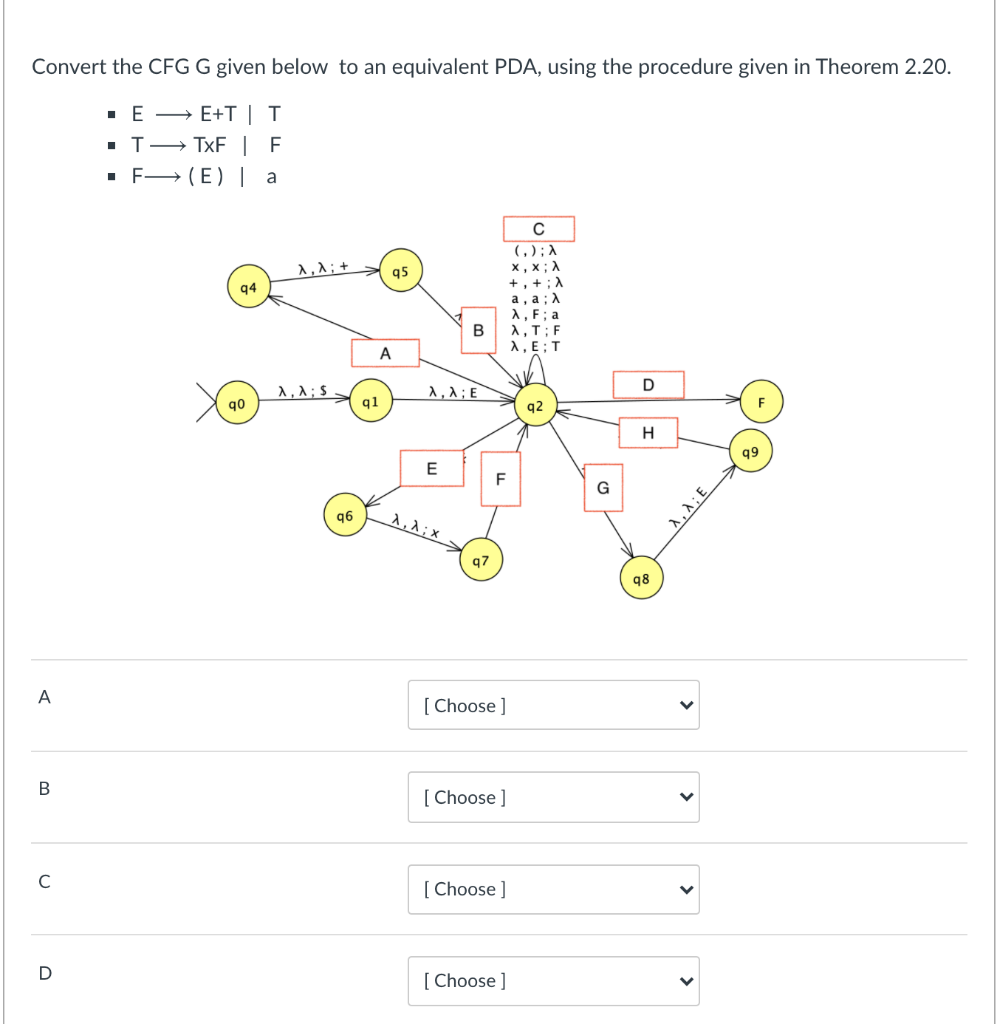 Solved Convert the CFG G given below to an equivalent PDA, | Chegg.com