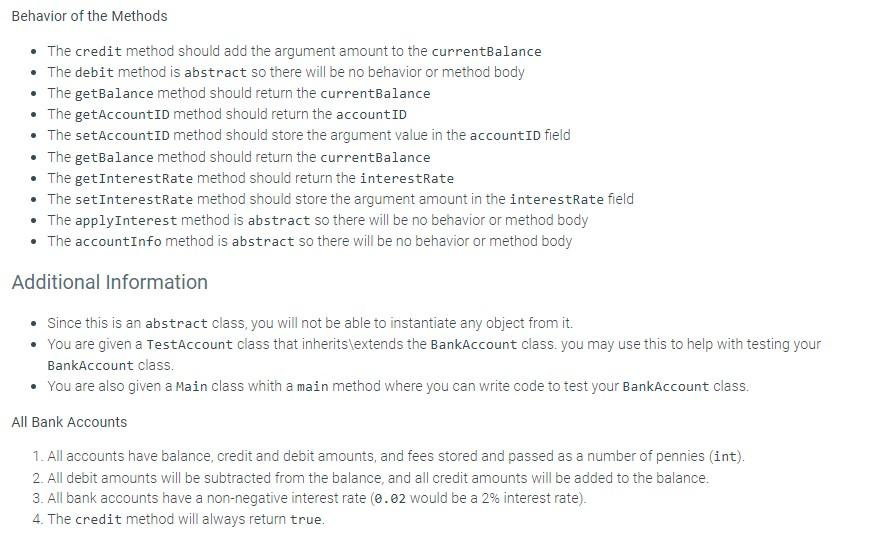 Solved You must write a public abstract class named | Chegg.com