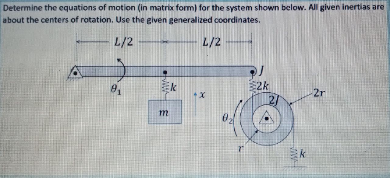 Solved Determine the equations of motion (in matrix form) | Chegg.com