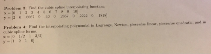 Problem 3: Find the cubic spline interpolating | Chegg.com