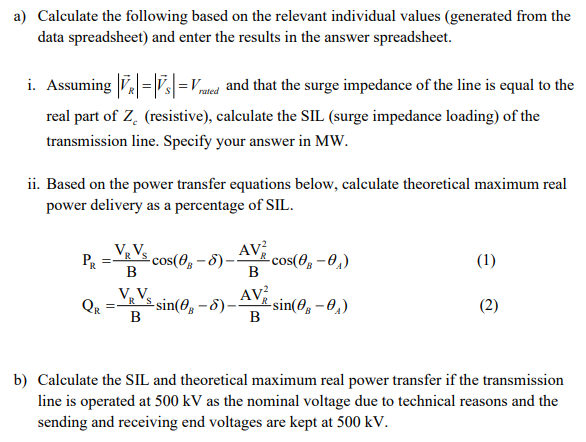 Solved only need part b) pls Given: Transmission Line rated | Chegg.com