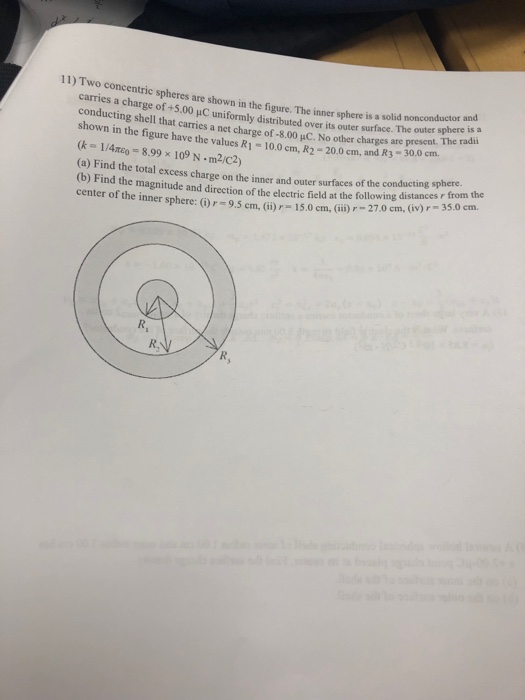 Solved Two concentric spheres are shown in the fi carries a | Chegg.com