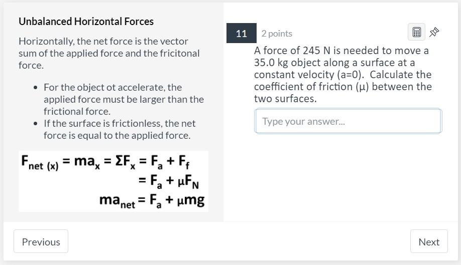 Solved Unbalanced Horizontal Forces Horizontally, the net | Chegg.com
