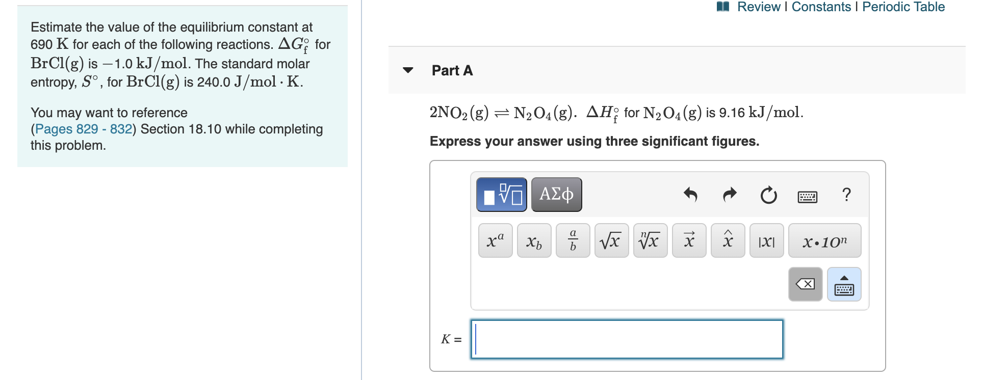 Solved II Review | Constants I Periodic Table Estimate the | Chegg.com