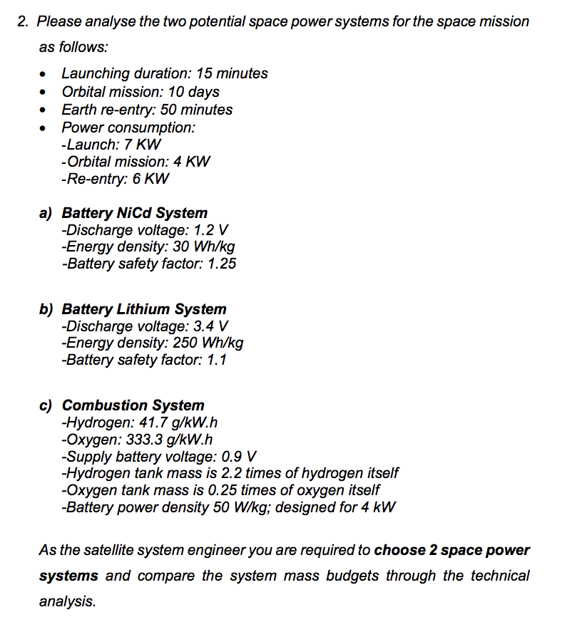 2. Please analyse the two potential space power | Chegg.com