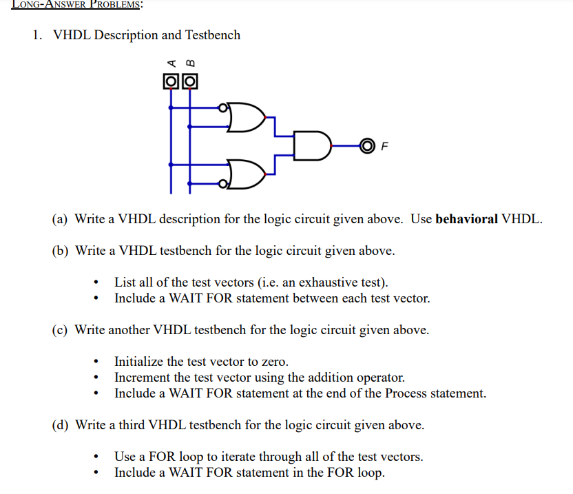 Solved LONG-ANSWER PROBLEMS: 1. VHDL Description and | Chegg.com