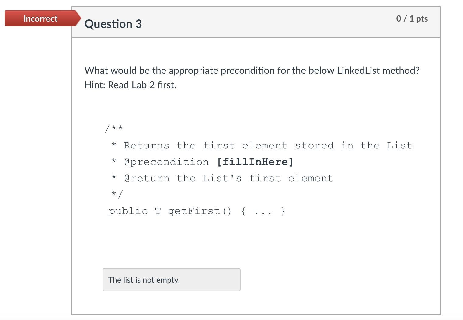 Solved Question 3What would be the appropriate precondition | Chegg.com