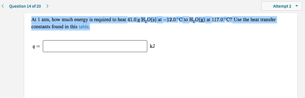 Solved Heat Transfer Heat-transfer constants for H20 at 1 | Chegg.com