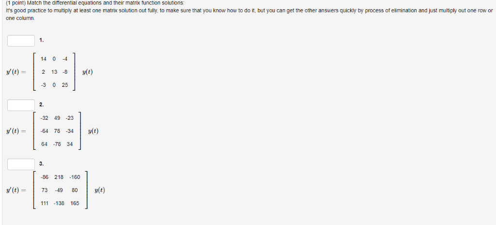 Solved (1 point) Match the differential equations and their | Chegg.com