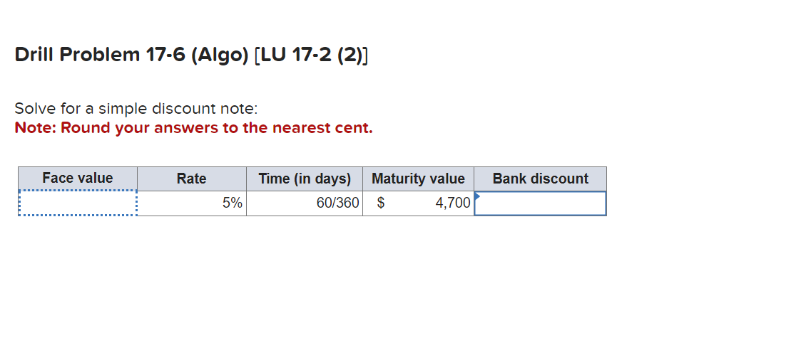 Solved Solve for a simple discount note: Note: Round your | Chegg.com