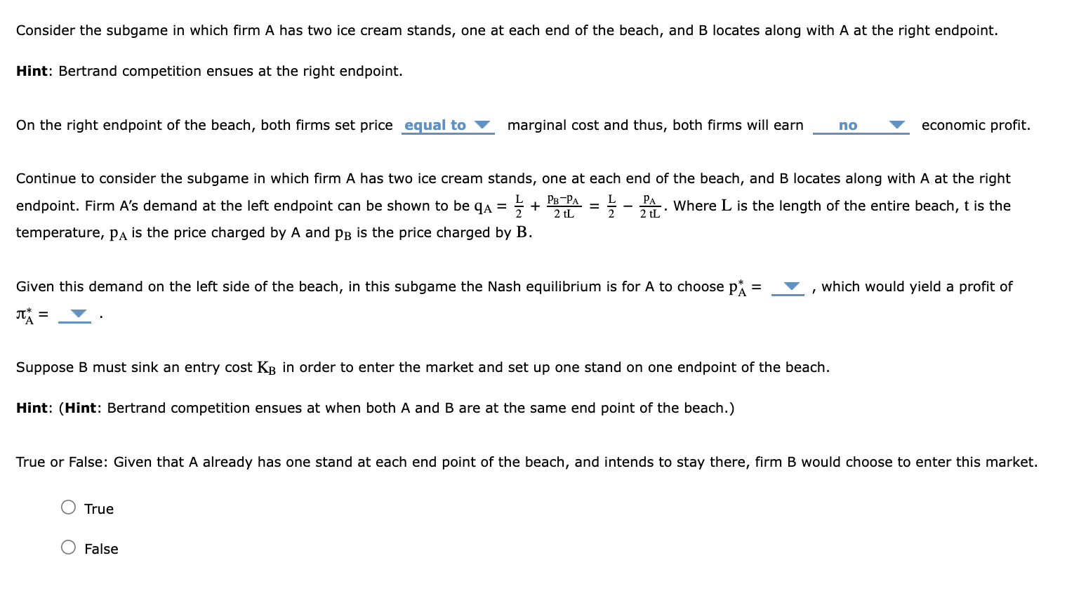 Recall the Hotelling model of competition on a linear | Chegg.com
