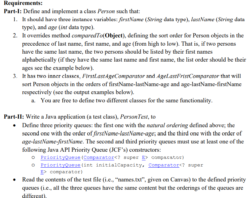 Solved Requirements: Part-I: Define and implement a class | Chegg.com