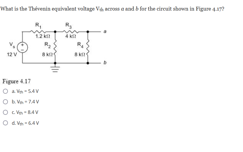 Solved What is the Thévenin equivalent voltage Vth across a | Chegg.com