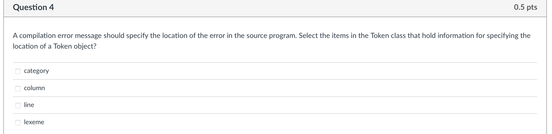 Solved A compilation error message should specify the | Chegg.com