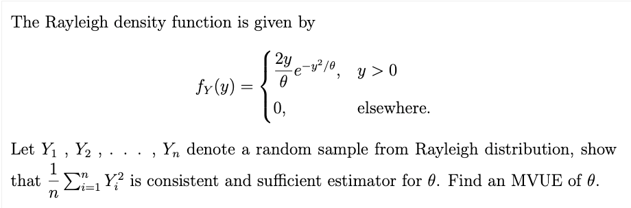 Solved The Rayleigh density function is given | Chegg.com