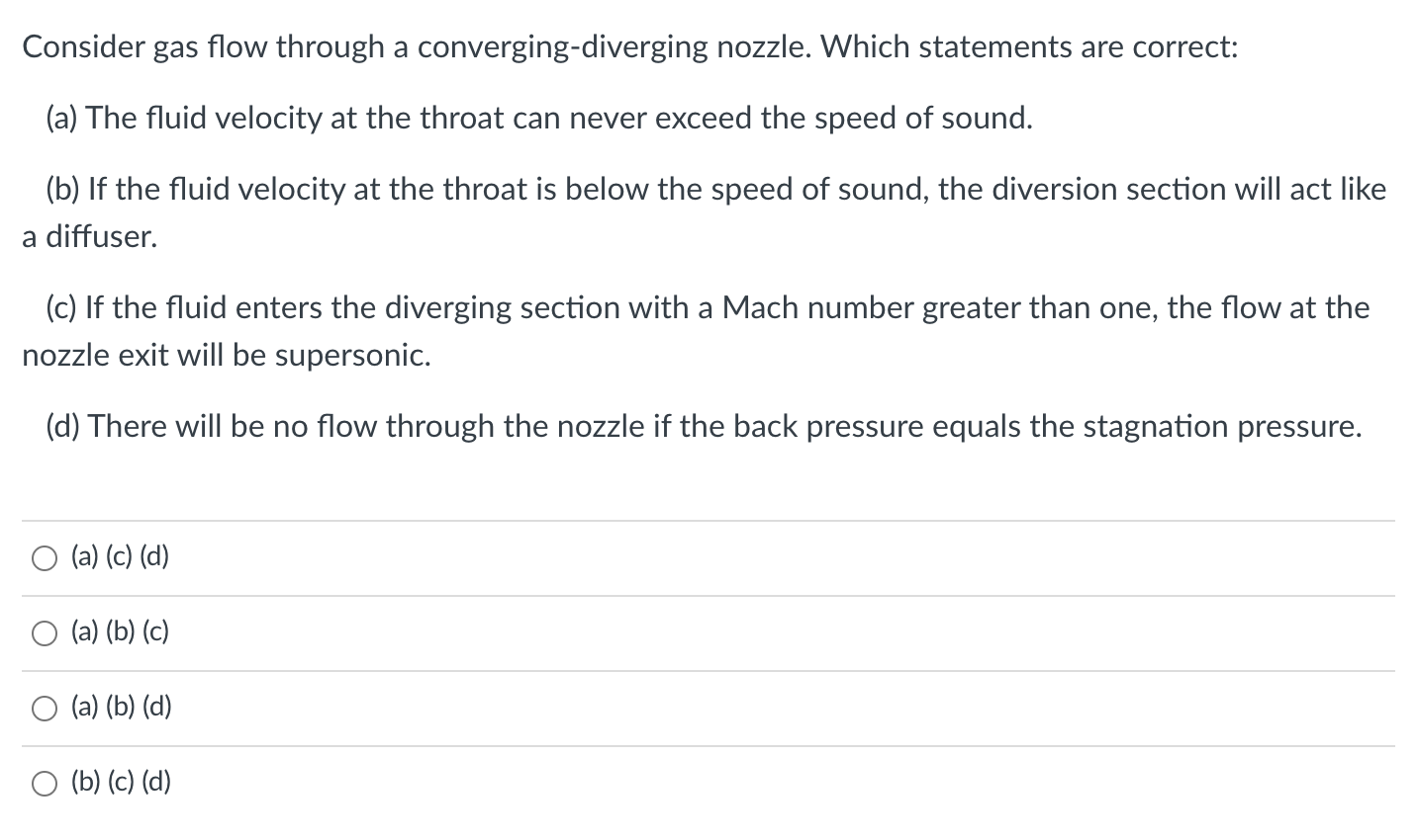 Solved Consider gas flow through a converging-diverging | Chegg.com