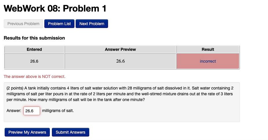 Solved WebWork 08: Problem 1 Previous Problem Problem List | Chegg.com
