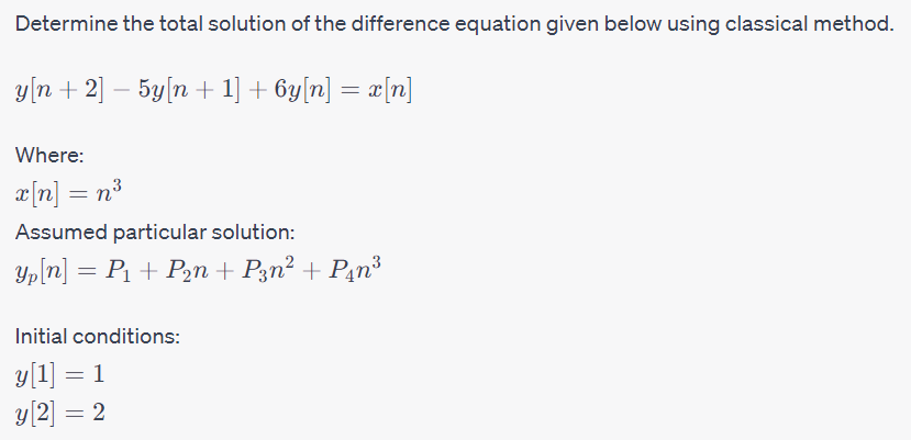 Solved Determine the total solution of the difference | Chegg.com
