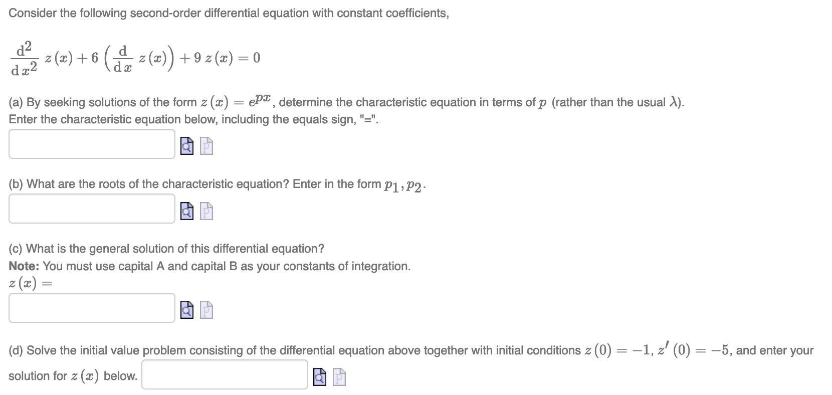 Solved Consider the following second-order differential | Chegg.com