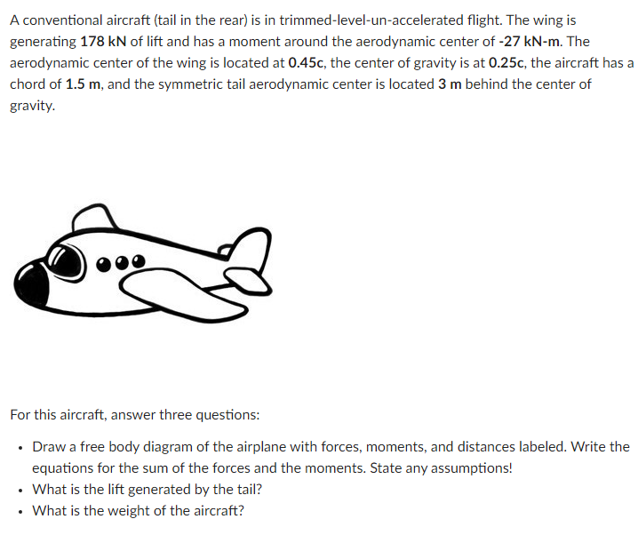 Solved A conventional aircraft (tail in the rear) is in | Chegg.com