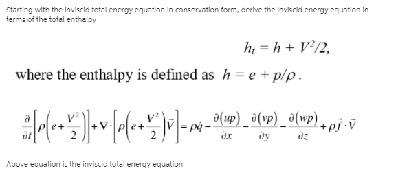 Solved Starting with the inviscid total energy equation in | Chegg.com