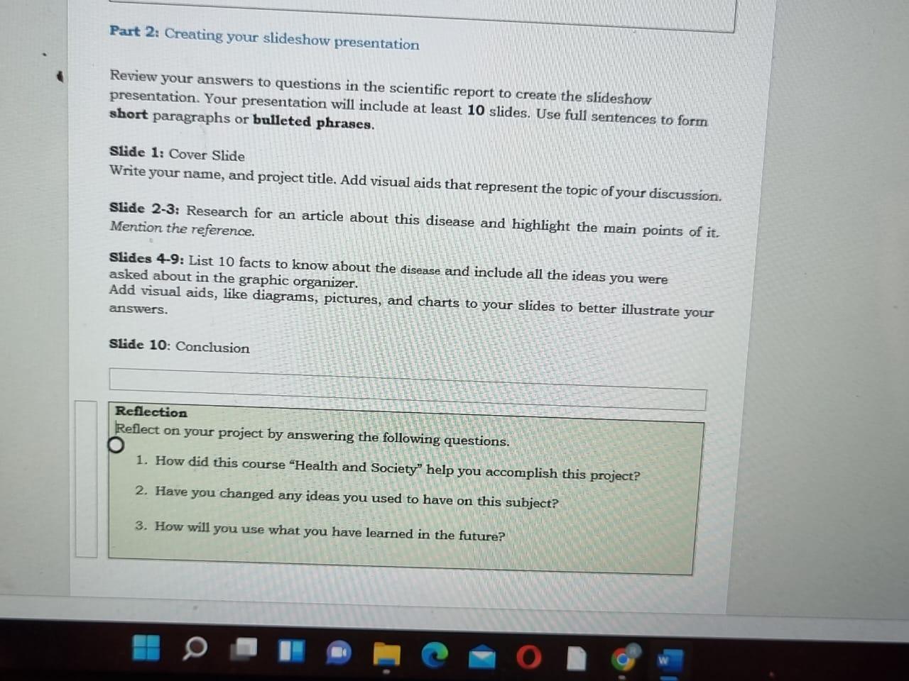 Solved Part 2: Creating your slideshow presentation Review | Chegg.com