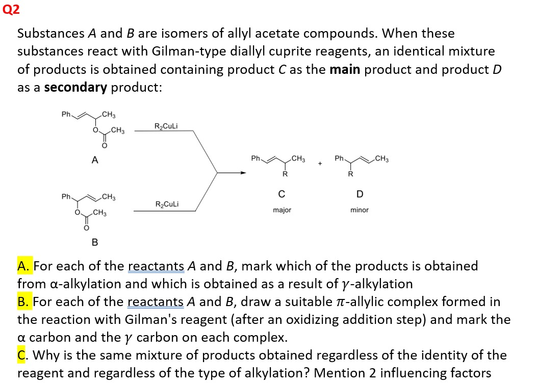 Substances A and B are isomers of allyl acetate | Chegg.com