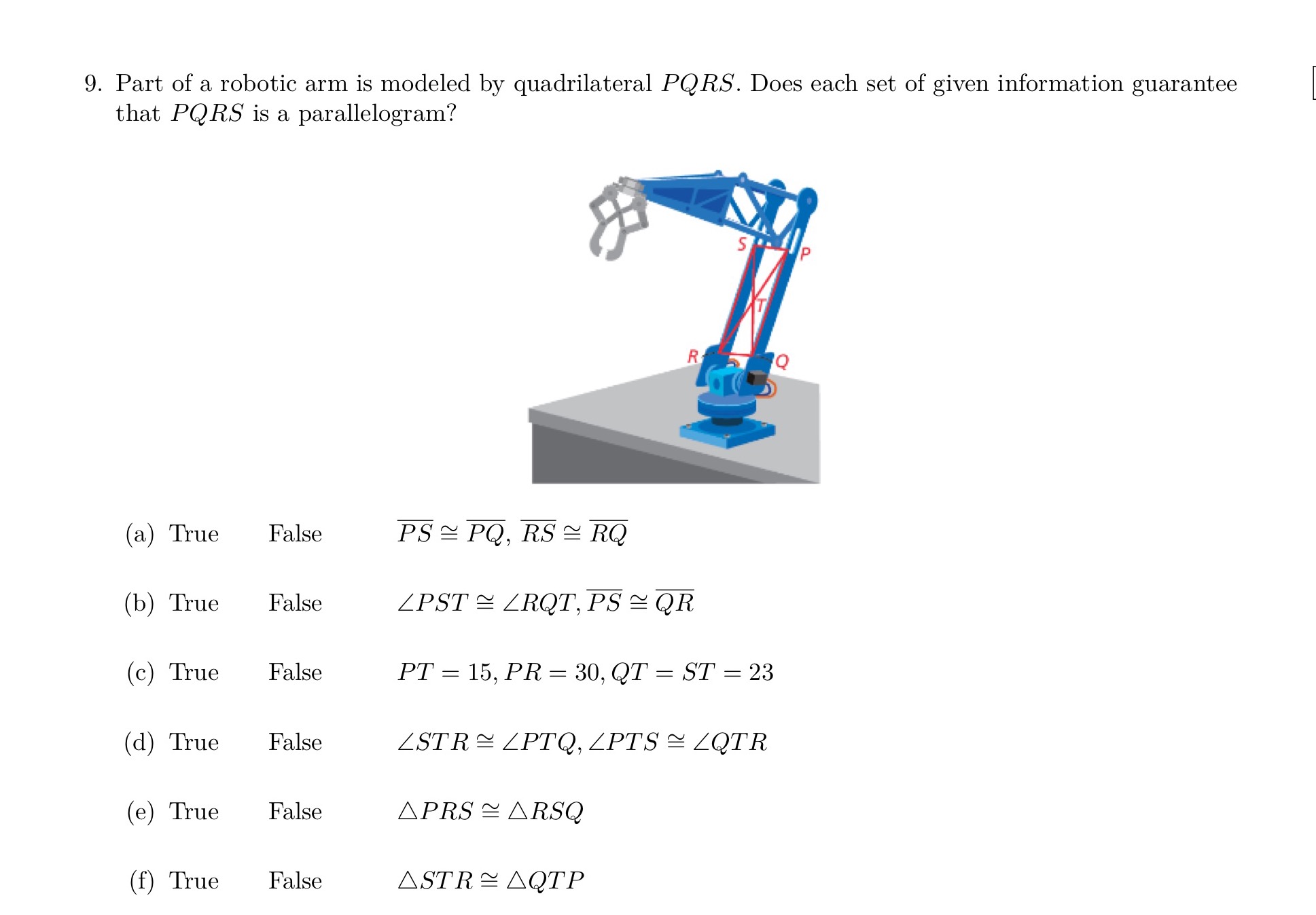 Solved 9. Part of a robotic arm is modeled by quadrilateral | Chegg.com