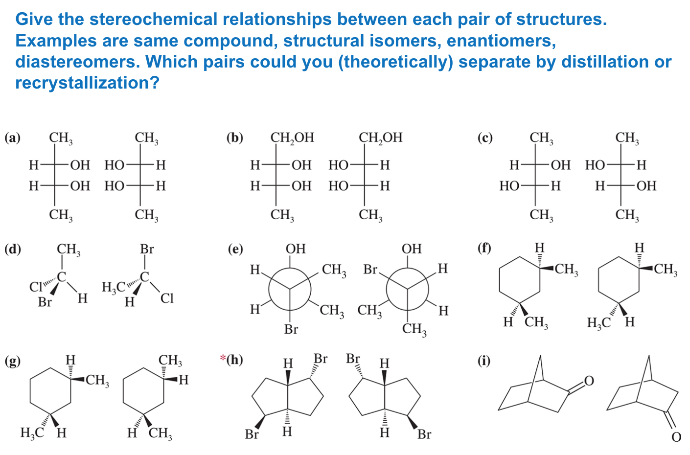Solved Give the stereochemical relationships between each | Chegg.com