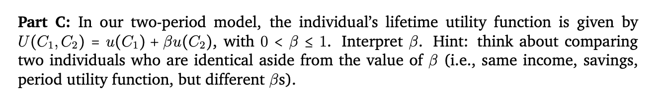 Solved Part C: In our two-period model, the individual's | Chegg.com