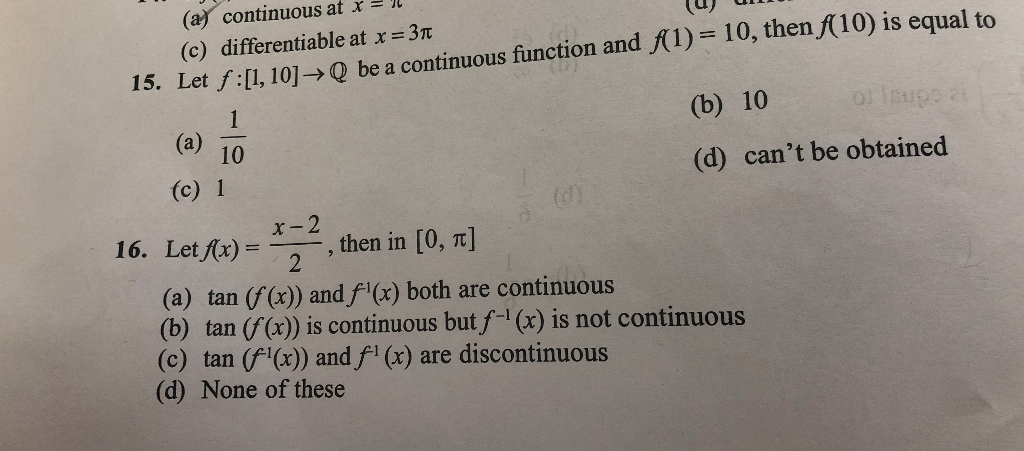 Solved (a) continuous at x (c) differentiable at x = 31 15. | Chegg.com