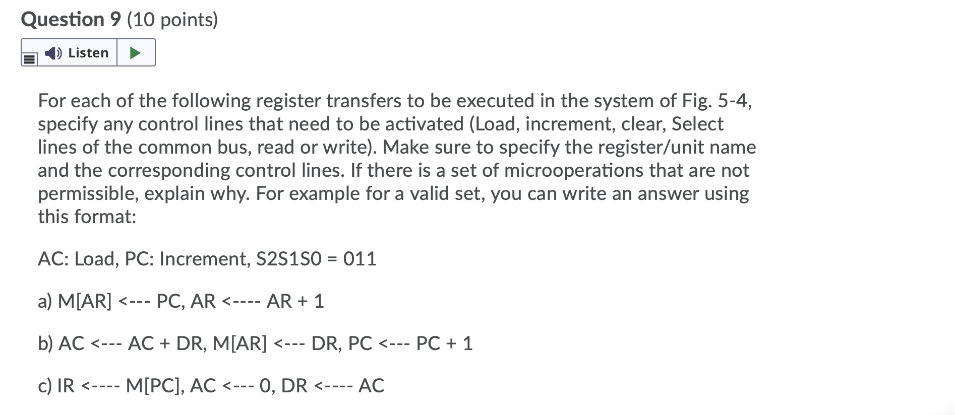 Solved Question 9 (10 points) Listen For each of the | Chegg.com