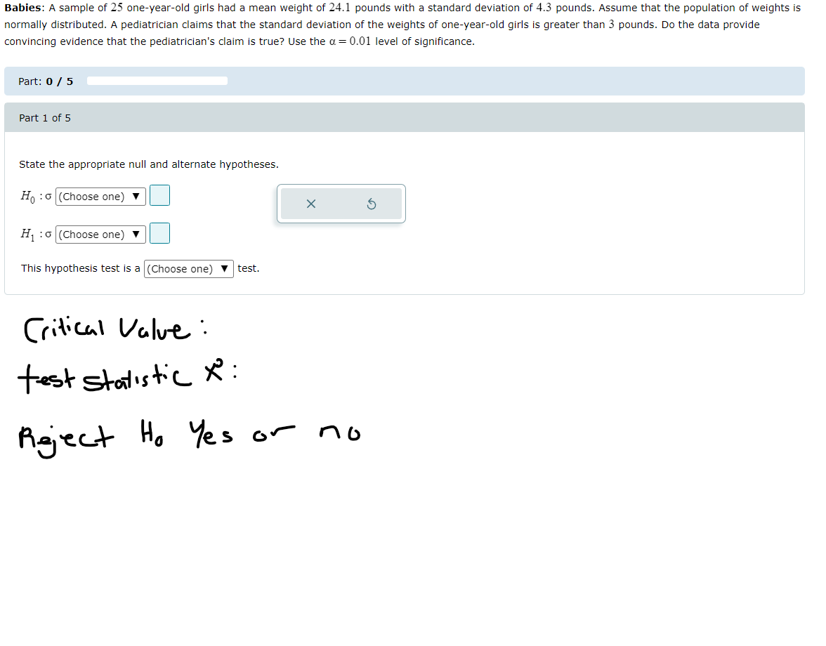 Solved Babies: A sample of 25 one-year-old girls had a mean | Chegg.com