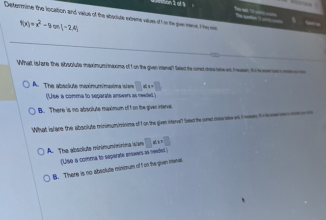 Solved Determine the location and value of the absolute | Chegg.com