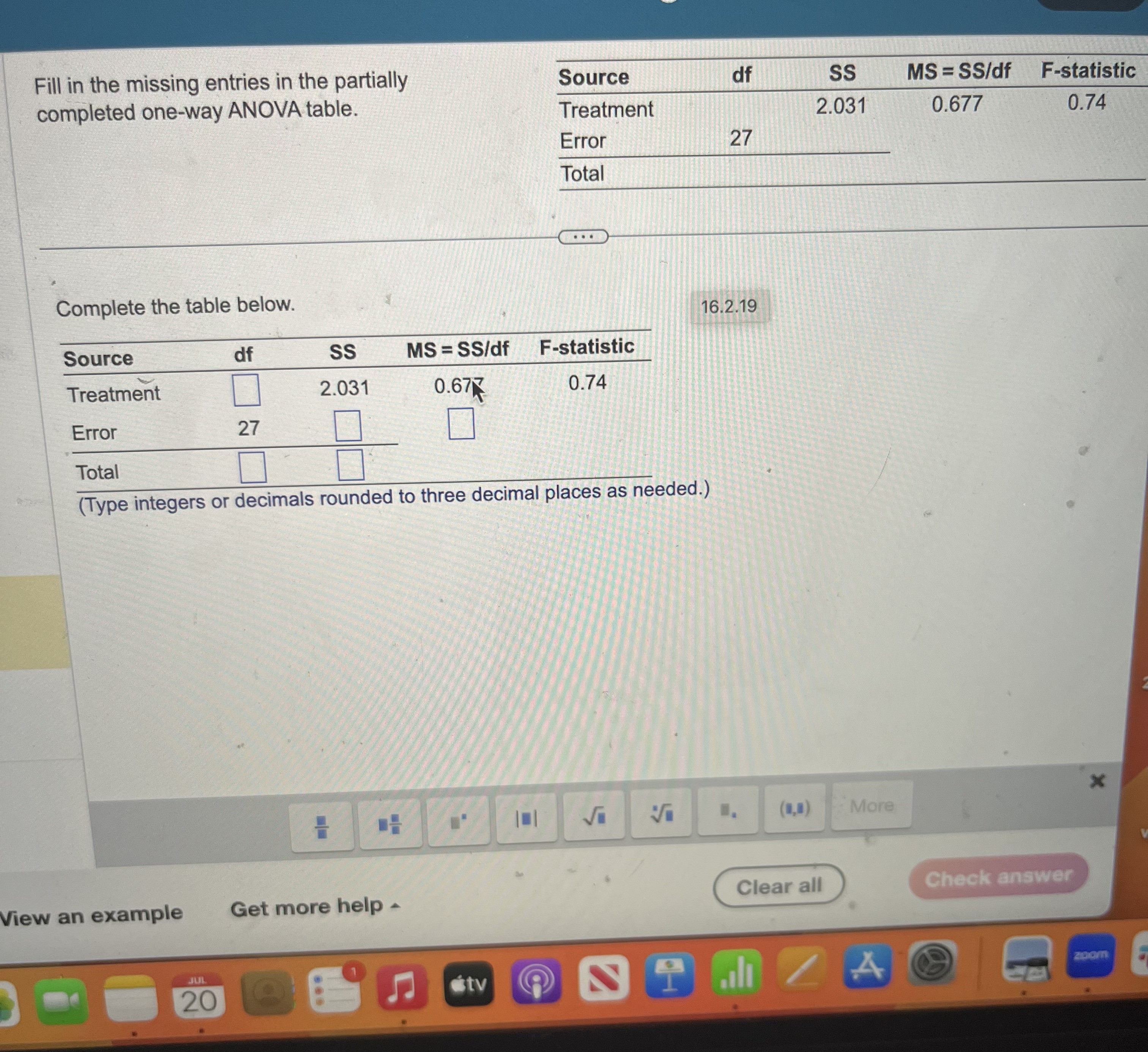 Solved Fill in the missing entries in the partially | Chegg.com