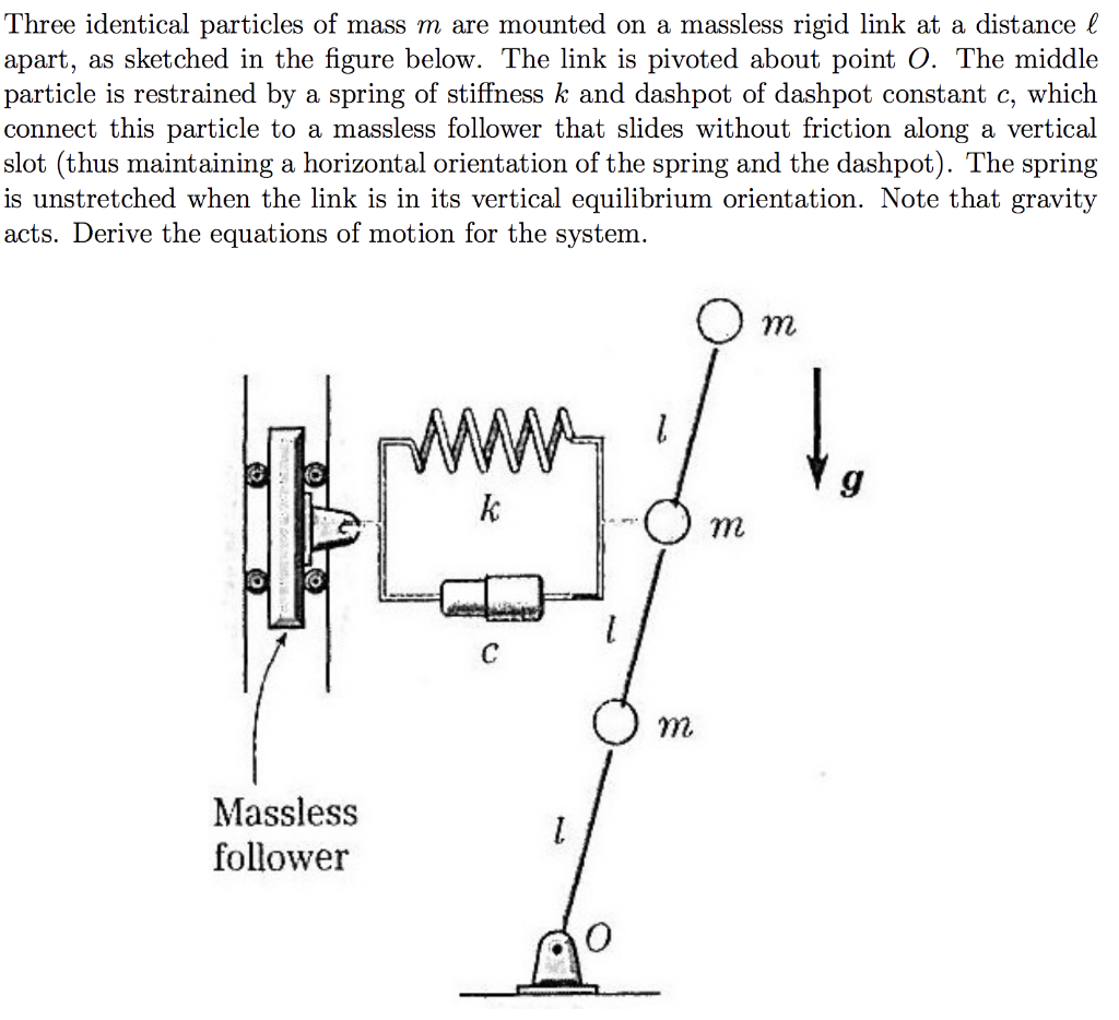 Solved Three identical particles of mass m are mounted on a | Chegg.com