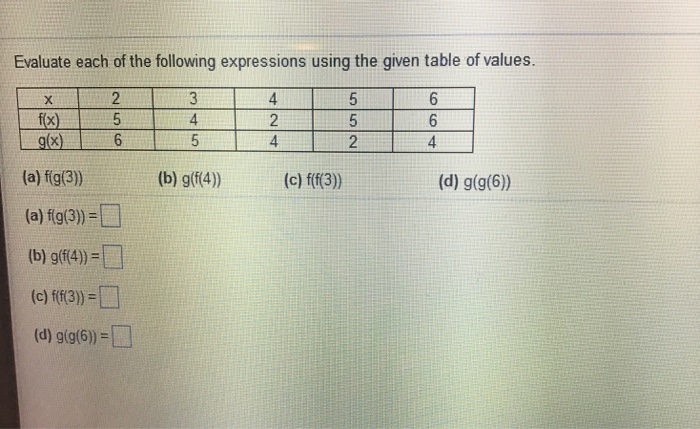 Solved Evaluate Each Of The Following Expressions Using The 9001