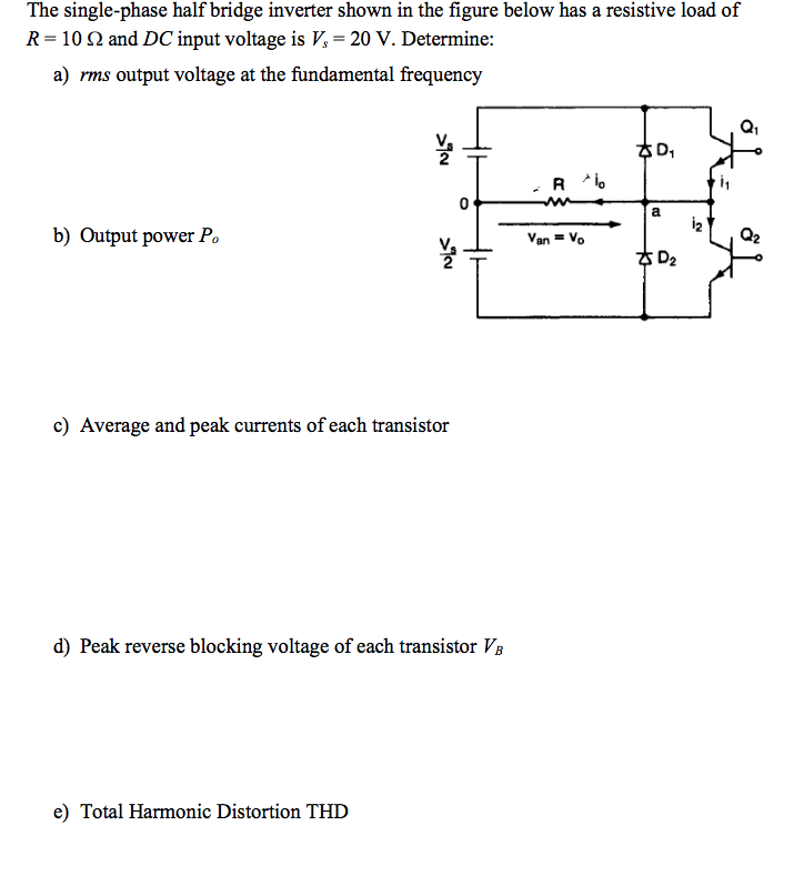 Solved The single-phase half bridge inverter shown in the | Chegg.com