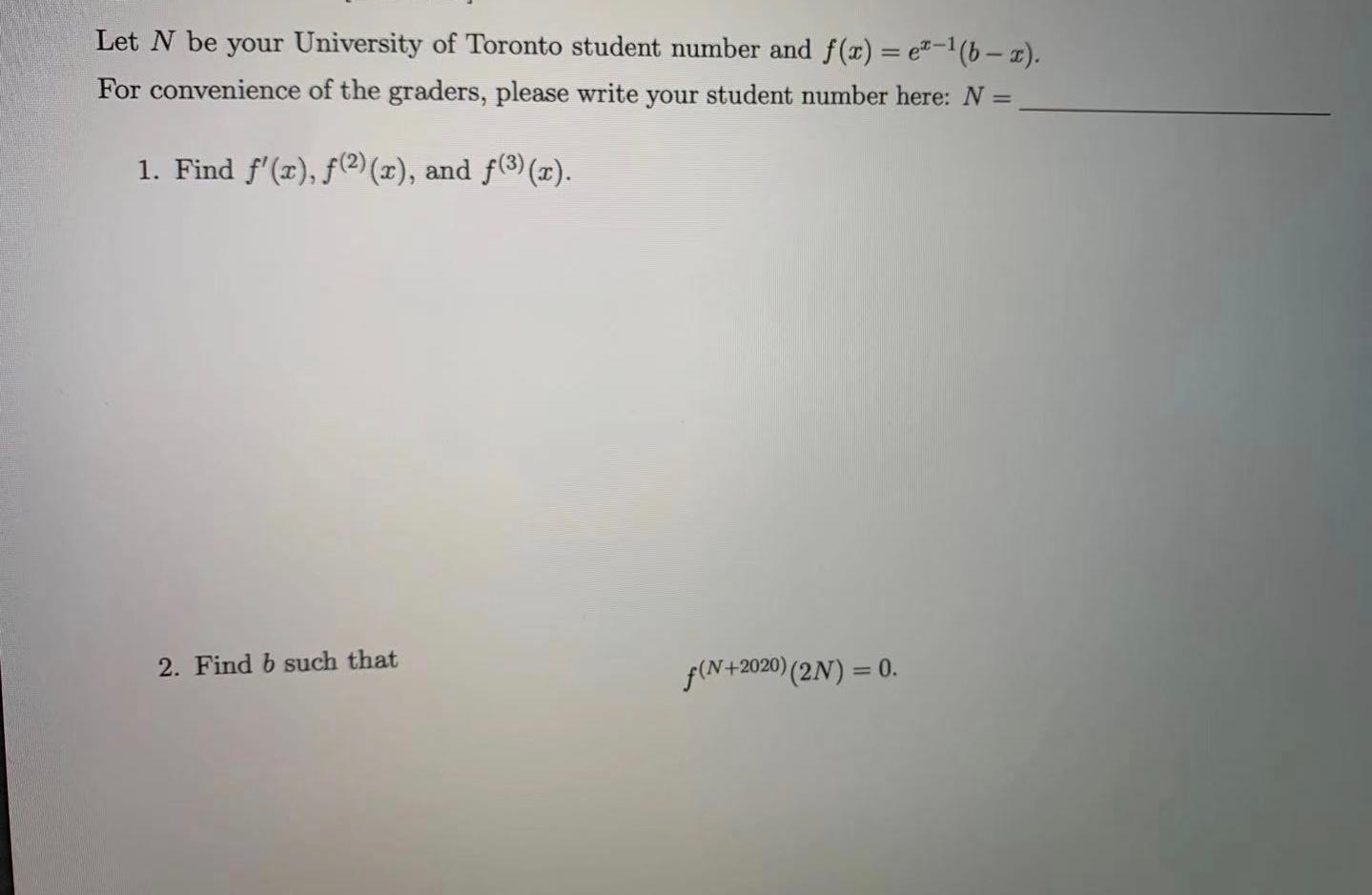 Solved Let N be your University of Toronto student number | Chegg.com