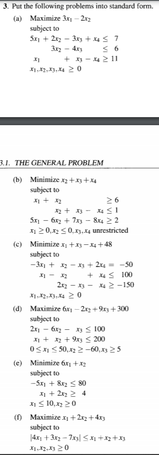 Solved Please Write problems in standard form, do not solve. | Chegg.com