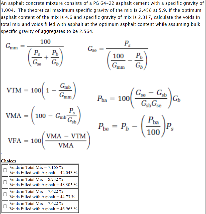 An asphalt concrete mixture consists of a PG 64-22 | Chegg.com